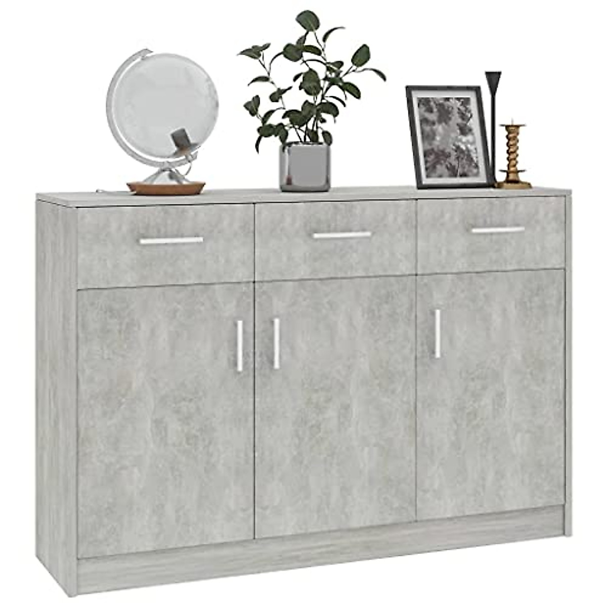 loibinfen Storage Sideboard Cabinet Dining Buffet Server Cabinet Kitchen Cupboard Modern Console Sofa Table with 3 Drawers and 3 Doors for Living Room,43.3"x11.8"x29.5" Concrete Grey -AA