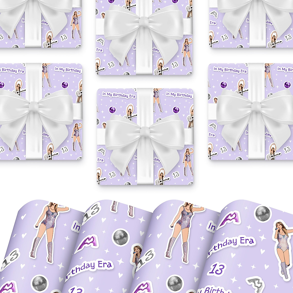 Generic Gift Wrapping Paper, Wrapping Sheets, 5 Sheets, 20X30 inches, Folded flat sheets, Purple, Silver, Birthdays, Events,