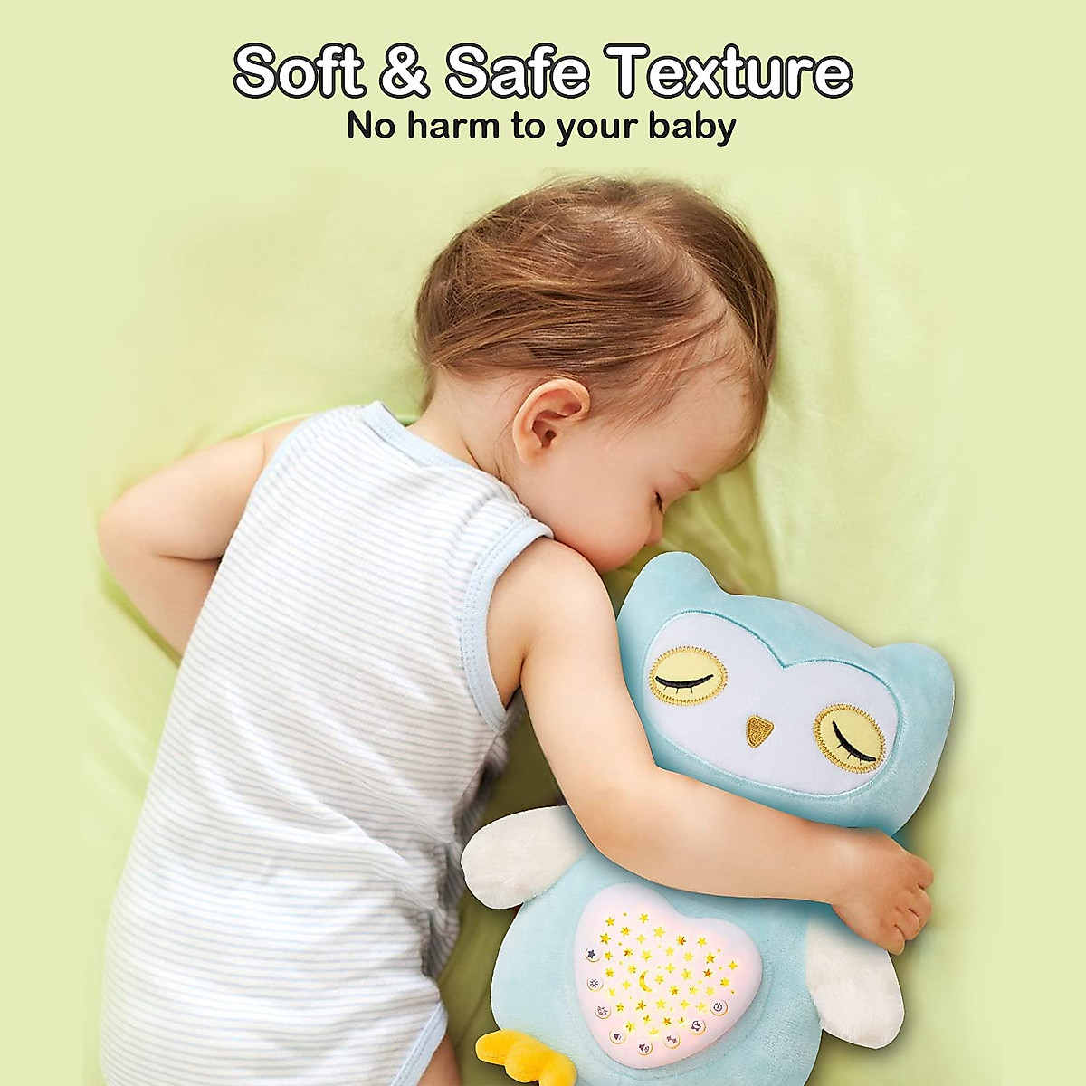 Baby Sleep Soothers, Owl Baby Shusher White Noise Toy Sound Machine Portable, Cry or Noise Baby Activated Machine for Toddler Girl Boy, Olele Plush Night Light Projector Birthday Gifts for Newborns