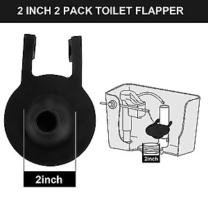 Toilet Flapper Replacement Kit High Performance Universal Toilet Tank Flapper with Stainless Chain & Hook, Long Lasting Rubber, Easy to Install Black 2inch 2pc