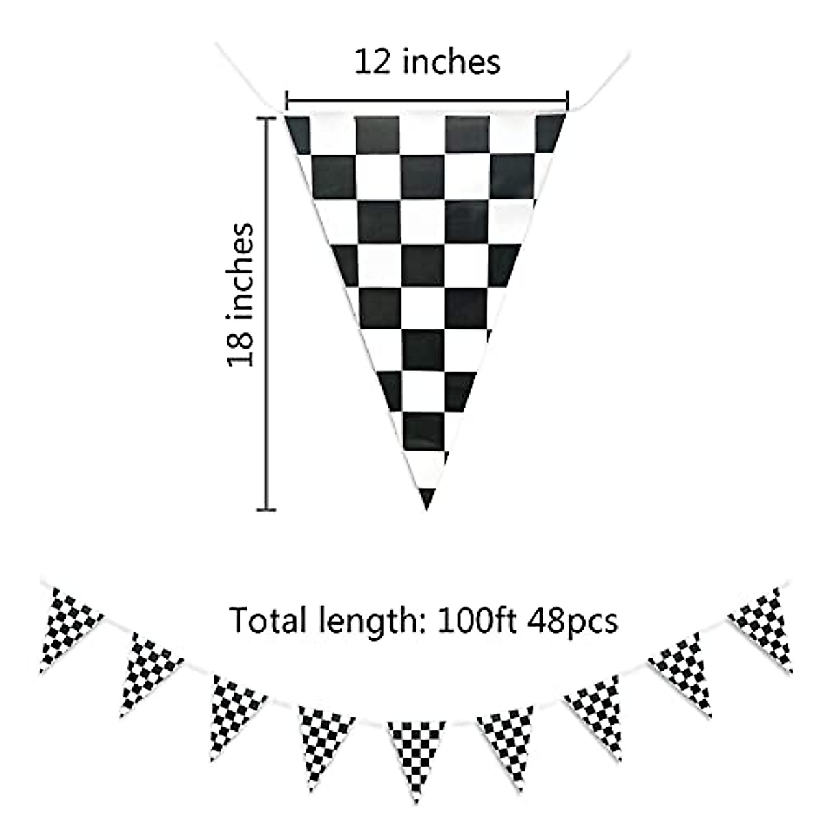 100ft Black & White Checkered Flag Racing Party Banner