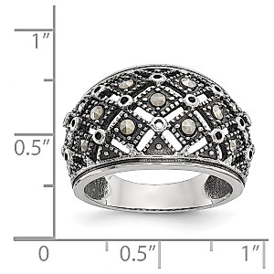Stainless Steel Polished and Marcasite Ring Size 8 Jewelry for Women