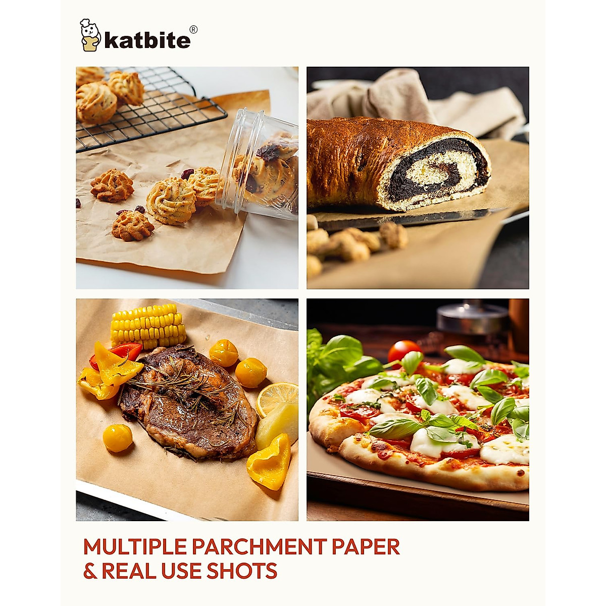 Katbite 200Pcs 9x13 inch Heavy Duty Unbleached Parchment Paper, Parchment Paper Sheets for Baking Cookies, Cooking, Frying, Air Fryer, Grilling Rack, Oven(9x13 Inch)