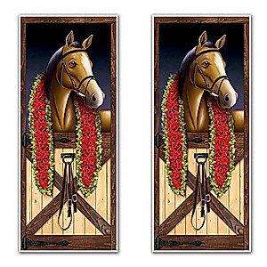 Beistle 2 Piece Indoor / Outdoor Plastic Horse Racing Door Covers For Derby Day Party Supplies