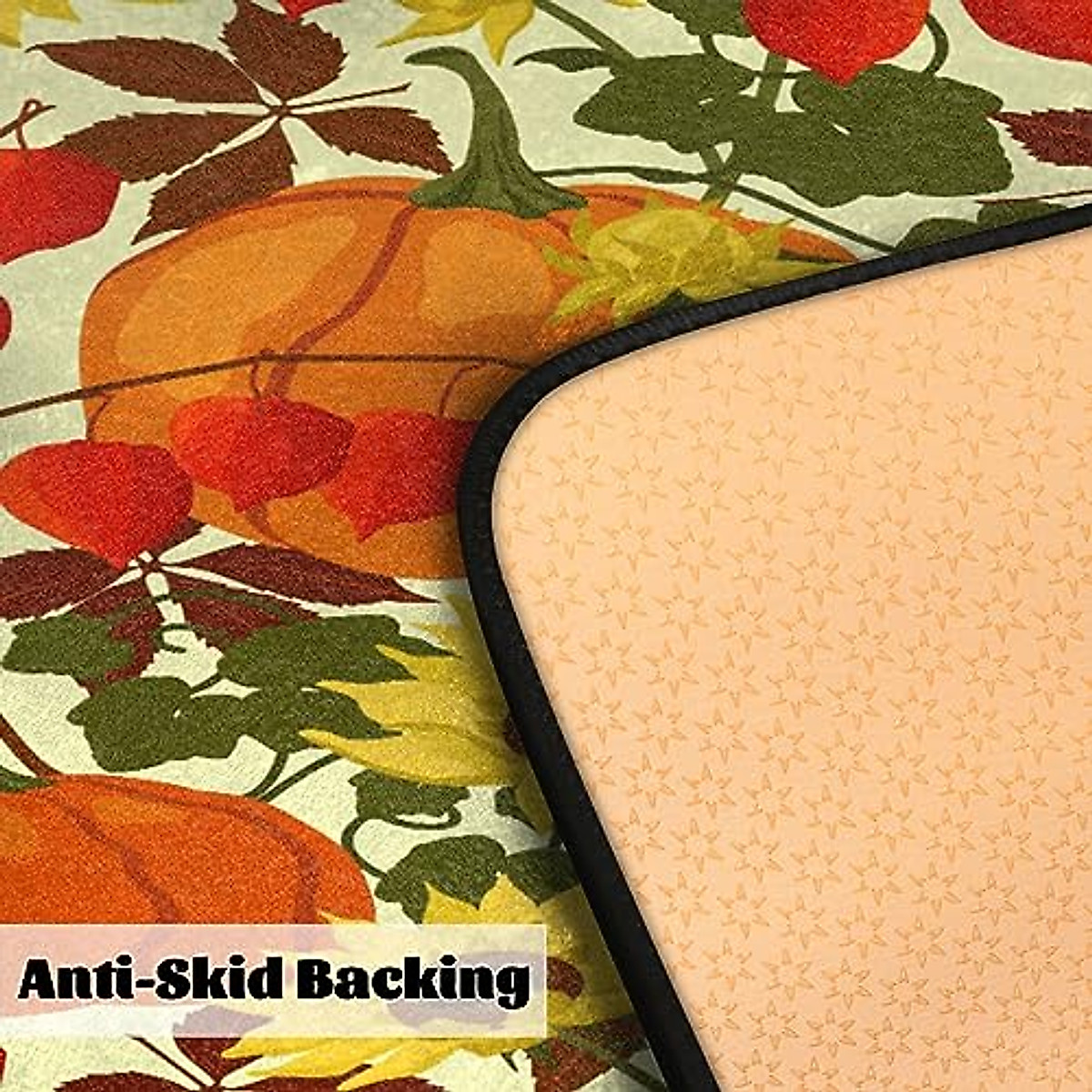 Gublec Sunflower Pumpkins Autumn Kitchen Mats Cushioned Anti Fatigue Kitchen Rugs Non Slip Washable Floor Mats for Home Office Sink Laundry 39 x 20 Inch