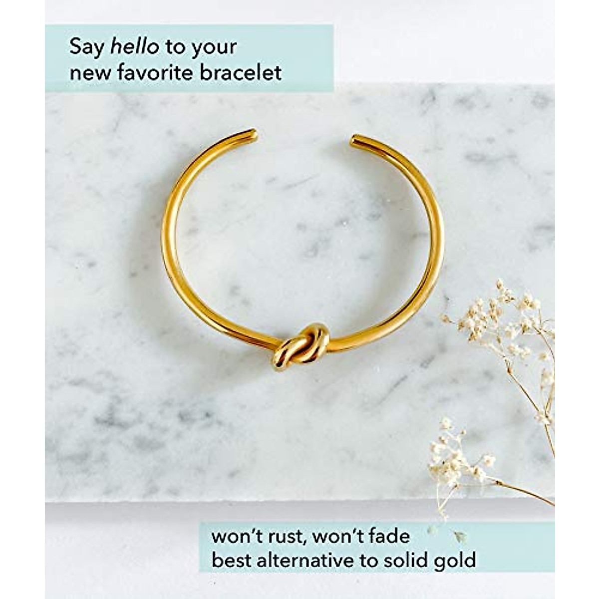 Altitude Boutique Knot Bangle Bracelet Thick 18K Gold Plated (Gold)
