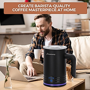 Electric Milk Frother, 4 in 1 Milk Steamer, 14.5oz/430ml Automatic Warm and Cold Foam Maker for Coffee,Latte, Cappuccino, Macchiato, Hot Chocolate (Black)