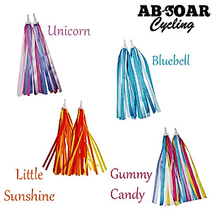 ABSOAR Cycling Colorful Bike Streamer Girls Boys Kids Bicycle Tassel Ribbon Handlebar Scooter Streamers 2 Pairs, Rainbow