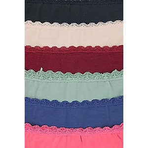 ToBeInStyle Women's 6 Pack Lacey Edge 2 Cotton Hipster Panties - Medium