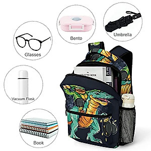 MEIKKO Green Dinosaur Backpack Saint Patrick's Day Leprechaun Large computer Bags with Chest Strap,Lightweight Casual Daypack for Women Men Hiking Travel Work and Business 16 Inch