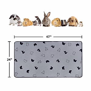 Guinea Pig Cage Liners, 2 Pack Washable 24'' x 47'' Fleece Bedding, Waterproof Reusable, Anti-Slip Pee Pad for Guinea Pigs, Rabbits, Hamsters & Small Pets
