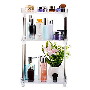 Bathroom Organizer Countertop, 3-Tire Skincare Organizers Vanity Tray Corner Shelf for Makeup Cosmetic Perfume, Multi-Functional Acrylic Organizer in Vanity Dresser Bathroom Kitchen Living Room etc.