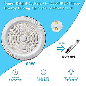 Lightdot 100W LED High Bay Light, 5000K 14000LM (Eqv. to 400W HPS/MH) LED High Bay Lights, ETL Listed UFO Lights with Plug UFO High Bay Shop Light Energy Saving Upto 760KW*16/Y(5Hrs/Day)-16Pack