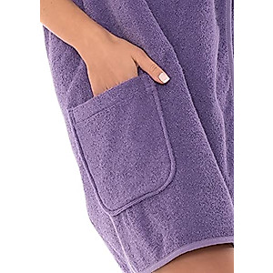 TowelSelections Women’s Shower Wrap Adjustable Cotton Terry Cloth Bathrobe Gym Cover Up Spa Robe X-Small Bougainvillea