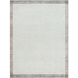 Livabliss x Our PNW Home Olympic Solid Border Area Rug, 7'10" x 10', Ivory/Brown