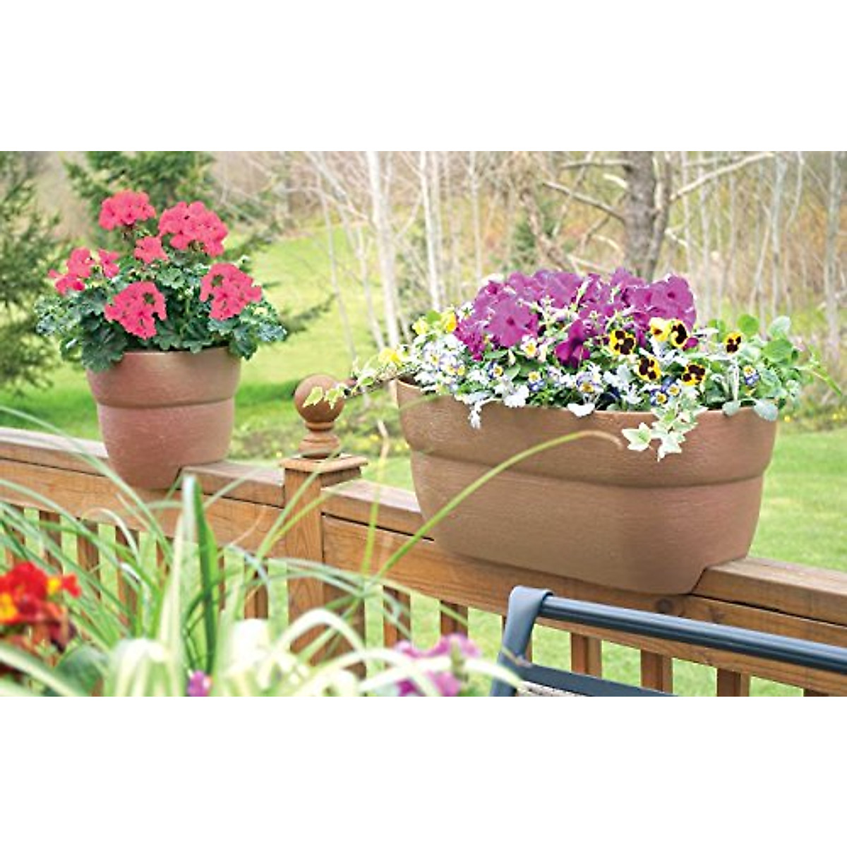 Bloomers Railing Planter with Drainage Holes – 24" Weatherproof Resin Planter – White