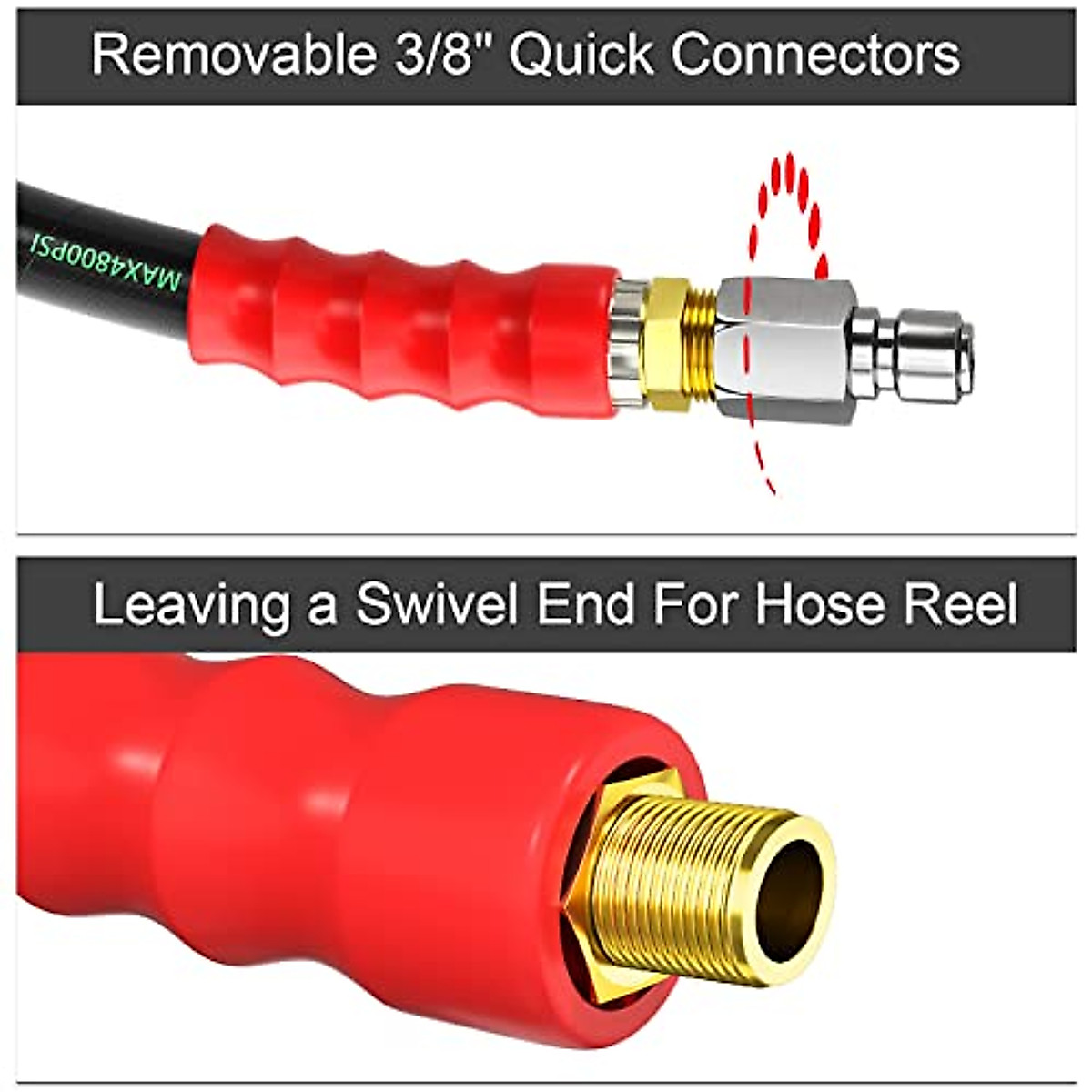 POHIR 3/8” Pressure Washer Whip Hose 2FT, Short Hose Reel Connector Hose for Power Washing, 248℉ Hot Water Power Washer Hose 4800 psi, Pressure Washer Garden Water Hose Adapter 14 Pack Full Set