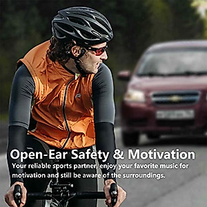 Bone Conduction Open-Ear Bluetooth Sport Headphones, Premium Wireless Over-Ear Earphones with Built-in Dual Mic works for Running, Workouts, Bicycling, Hiking, Gym, Driving, Office and Many More