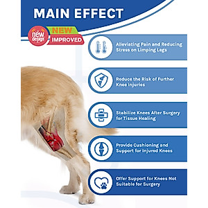 MerryMilo dog knee brace for torn acl hind leg -Upgraded Anti-Slip, Support for Cruciate Ligament Injury, Arthritis, Joint Pain, Muscle Sore, CCL Brace(Size: S, Left Leg)