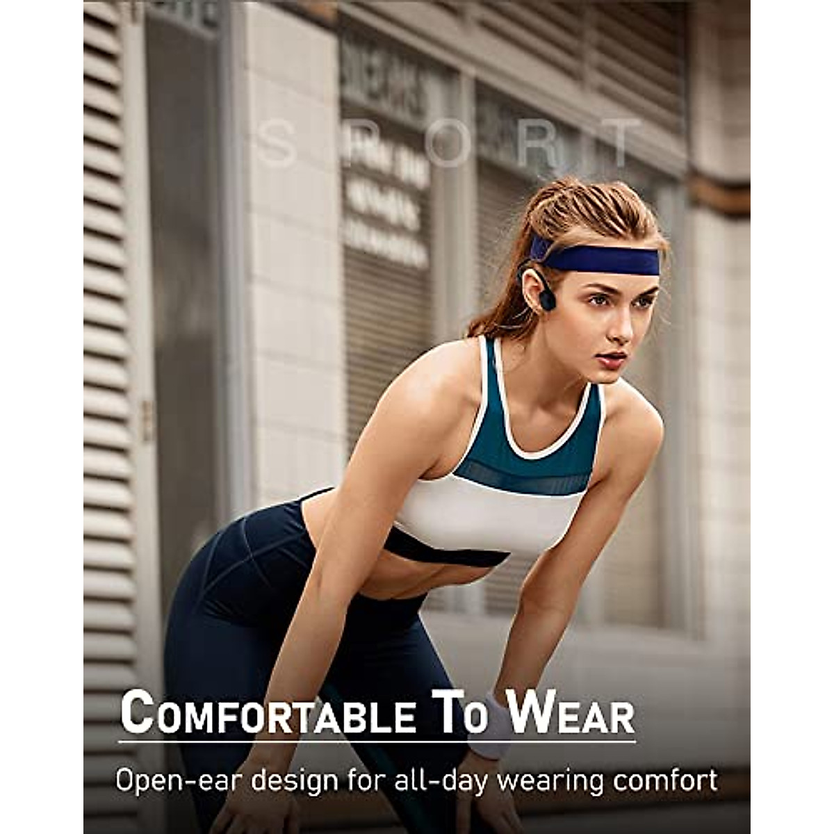 ESSONIO Bone Conduction Headphones Swimming Headphones Open Ear Bluetooth IPX8 Waterproof Underwater Headphones for Swimming Built-in 8G Memory