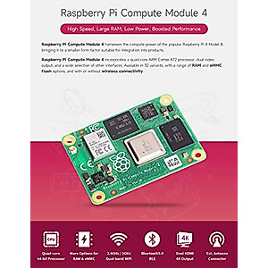 Waveshare Pi Compute Module 4 Comes with an Official Raspberry Pi CM4101032 (with Wireless, 1GB RAM, 32GB eMMC Flash), an Antenna Kit and a HEATSINK(3 Items)