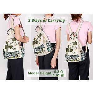 AULUDA Girl's Convertible Sling Bag, Hand Craft Artisan Purse, Beautiful Canvas Premium Casual Day Mini Backpack for Women (Green Marsh)