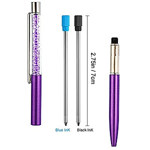 TecUnite 2.75 Inch Ballpoint Pen Refills for Diamond Crystal Stylus Pens and Ballpoint Pens with Black Velvet Bag, 20 Pieces (Black and Blue Refill)