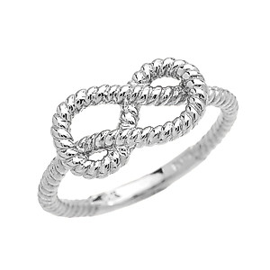 Trendy Rings 925 Sterling Silver Twisted Style Rope Band Love Knot Promise Ring (1.7 mm Band Width) (Size 7)