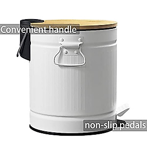Small Trash Can with Lid Soft Close, 1.3 Gal Step Wastebasket, Garbage Container Bin with Removable Inner Bucket for Bathroom, Bedroom, Office, Anti-Fingerprint Matt Finish (1.3Gal/5L, White)