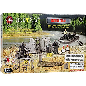 Click N' Play Army Action Figures & Click N Play Military Police Elite SWAT Patrol Team Play Set, 32-Piece Play Set & Accessories, 3 SWAT Team Action Figures w/ Guns & Vehicle Army Playsets for Boys
