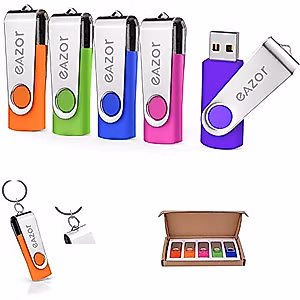 EAZOR 32GB USB 2.0 Flash Drive, USB Stick Thumb Drive Rotated Design Memory Stick for PC/Laptop/External Storage Data Jump Drive Photo Stick Digital for Photos/Videos (32GB-5Colors)