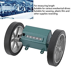 Uxsiya Meter Counter, Simple Mechanism Green Length Counter Reset Key Stainless Steel Rubber Alloy for Plastic Film for Leather