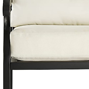 Crosley Furniture Alistair 4-Piece Outdoor Loveseat Patio Furniture Set, Conversation Sets for Porch, Deck, Matte Black with Creme Cushions