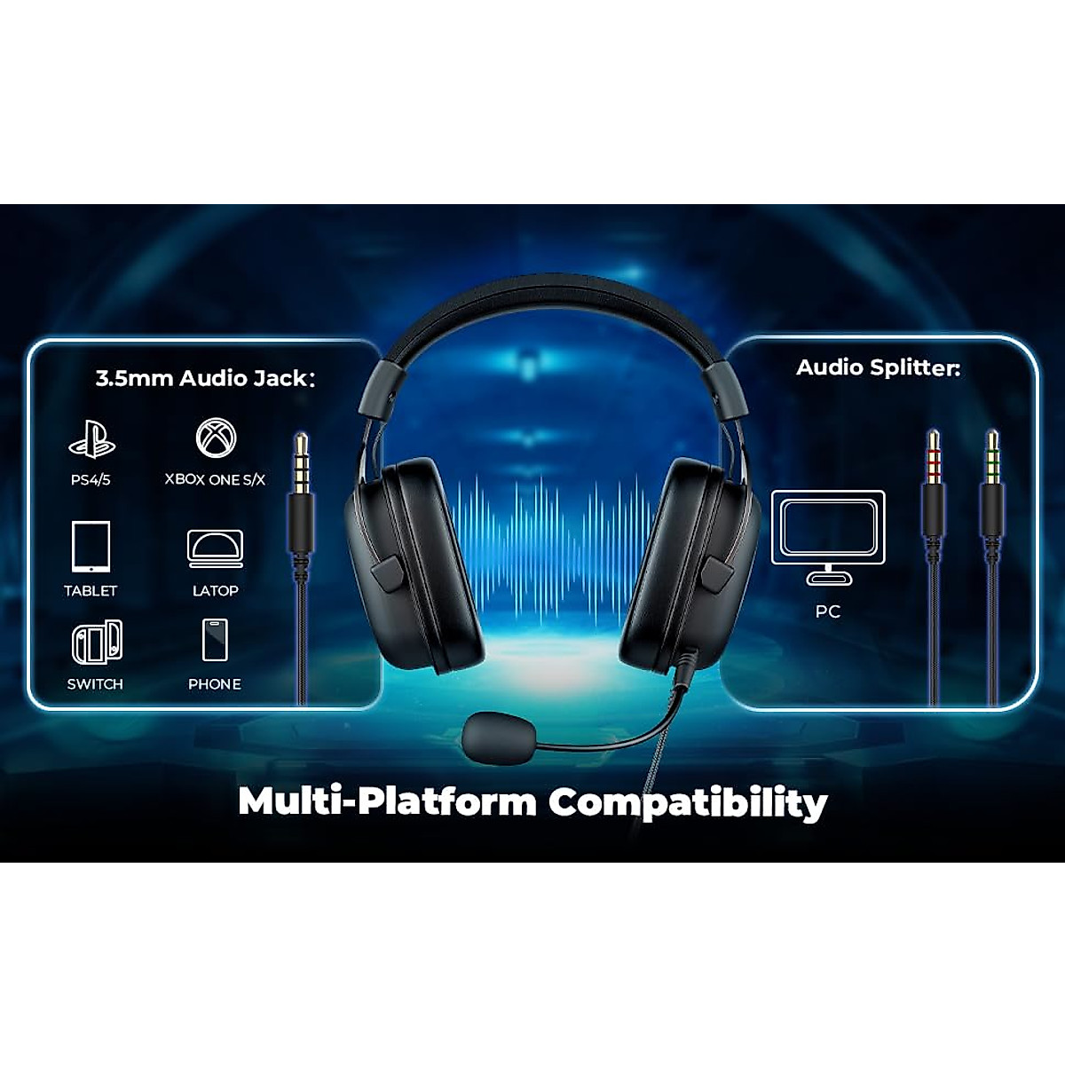 Gaming Headphones Bundle with Active Noise Cancelling Over Ear Headphones