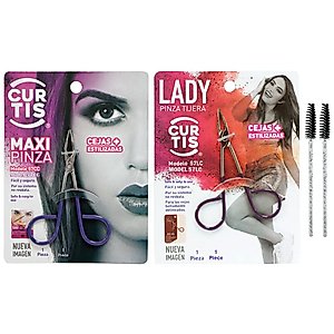 (2 in 1) Less Pain PROFESSIONAL Straight Tip TWEEZERS with Easy Scissor Handle + 2 Eyebrow Brush, GREAT PRECISION TWEEZERS Men/Women; PORTABLE Beauty Tools for Facial Hair, Ingrown Hair, Blackhead