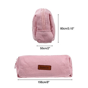PATIKIL Pencil Case, Large Capacity Pencil Pouch Pen Bag Case Cosmetic Bag Stationery Organizer Portable for Office Home, Pink