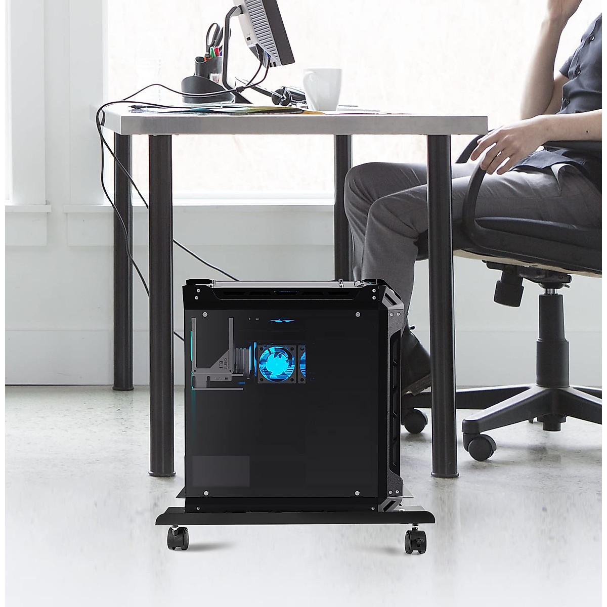 LABOBOLE Computer Tower Stand, PC Tower Stand, CPU Stand with Rolling Caster Wheels, Versatile PC Riser Tower Stand for Floor, Carpet, and Gaming PC Case