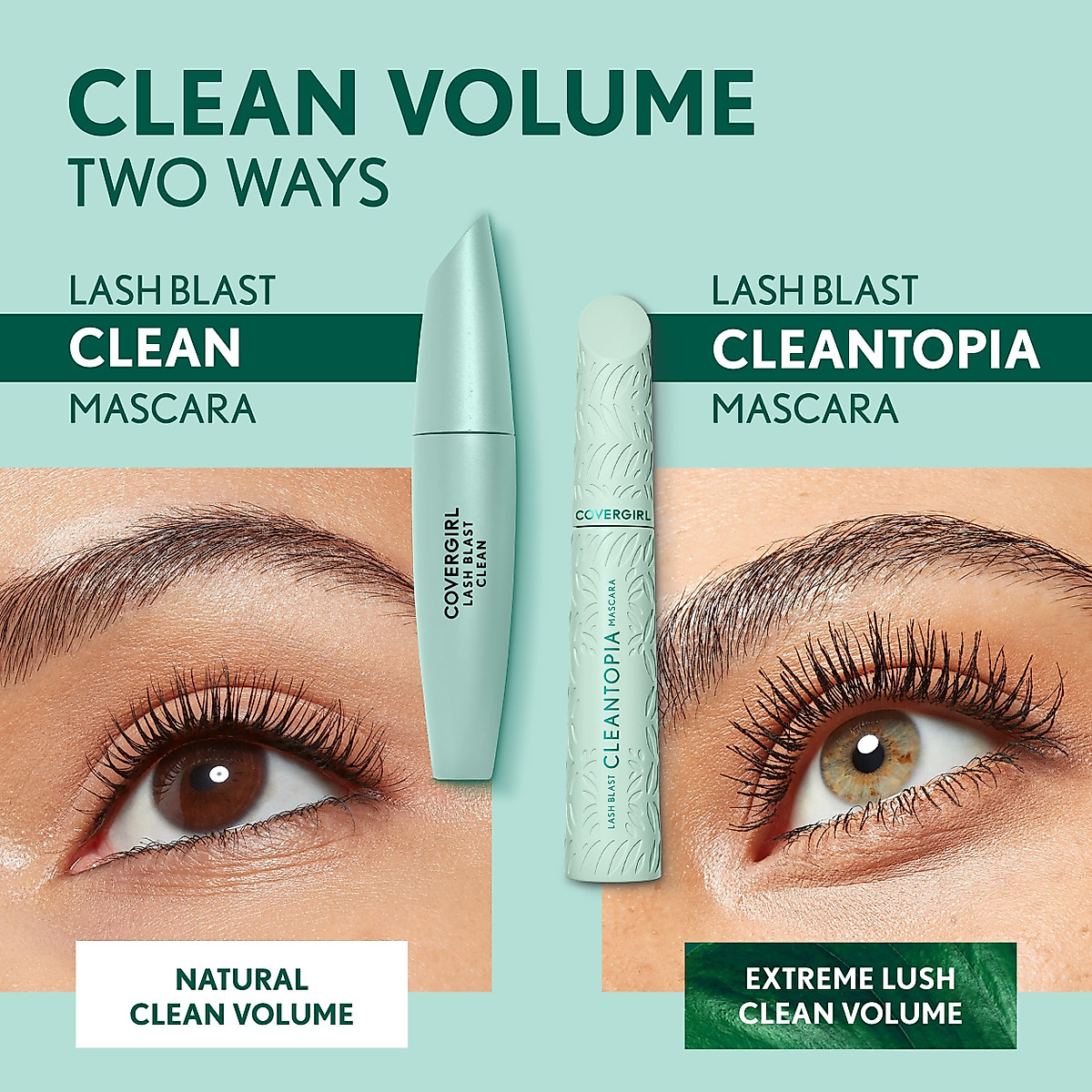 CoverGirl Lash Blast Clean Volume Waterproof Mascara, Vegan Formula, Volumizing, Smudge-Proof, Cruelty Free, Very Black, 1 Count