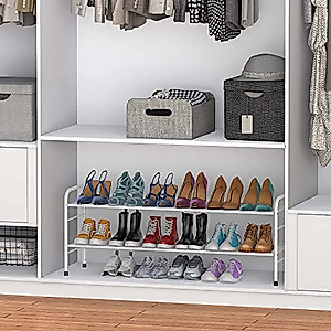 Dicasser 2-Tier Long Shoe Rack Organizer Extra Large Capacity for 18 Pairs,White