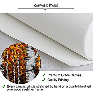 4pcs Large 4 Seasons Canvas Birch Tree Wall Art Modern Branches Oil Painting Falls Leaves Picture Landscape Prints Framed for Bathroom Living Room Bedroom Home Office Decor Each Panel 16x32inch (Large)