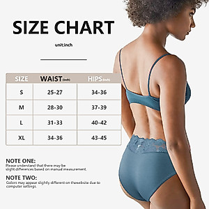 BIONEK Womens Underwear Cheeky Cotton,Bikini Panties Hipster Briefs Lace Soft Breathable 3/4/6 Pack S-XL