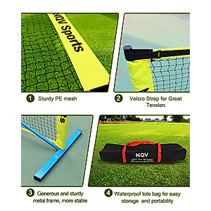 NQV Pickleball Set with Net, 4 Wood Paddles, 22FT Net, 4 Balls, 1 Bag, 2 Chalks, Yellow, Beginner