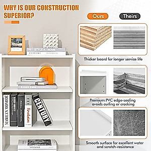 Giantex 3-Cube Bookcase White - 3-Tier Modern White Open Bookshelf with Adjustable Shelves, Anti-Tipping Device, Small Wood Cube Storage Organizer for Kid’s Room, Living Room, Bedroom