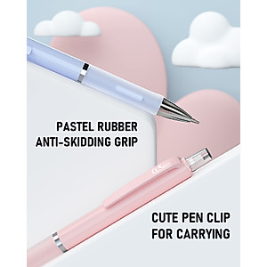 Nicpro 3 PCS Pastel Mechanical Pencil 0.5 mm for School, with 6 tubes HB Lead Refills, Erasers, Eraser Refills For Student Writing, Drawing, Sketching, Blue & Pink & Violet Colors - Come with Case