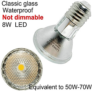 Classic Glass PAR20 LED Daylight Flood Light Bulb,LED Spotlight 8W PAR20(50W-75W Halogen Lamp Equivalent),5000K Bright White Light,E26 Base,120V,Indoor/Outdoor Use,Waterproof IP65 (8 Pack)