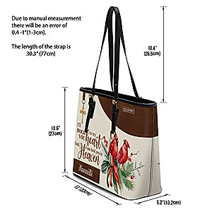 Jesuspirit Memorial Large Tote Bag With Gold-Tone Hardware - Cardinal & Cross - Customized Leather Bag With Zipper And Pockets - Worship Gift For Christian Grandma, Mom - I‘ll Hold You In My Heart