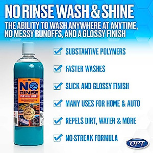 Optimum No Rinse Wash and Shine - ONR Car Wash, New Formula Version 5, Safe on Paint, Coatings, Wraps, and Interior, Rinseless Wash provides a Car Wash Soap Alternative (32 oz)