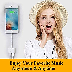 [Apple MFi Certified] iPhone Headphone Adapter 2 Pack, 2 in 1 Lightning to 3.5 mm Headphone Jack Adapter Aux Audio & Charger Splitter Cable for iPhone 14 13 12 11 XS XR X 8 7 6 iPad, Support iOS 16