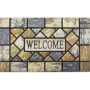 MTOUOCK Welcome Mats Outdoor, 17 * 30" Front Door Durable Mat for Non Slip Rubber Outdoor Home Entrance, Geometric Shape Style Outside Entry