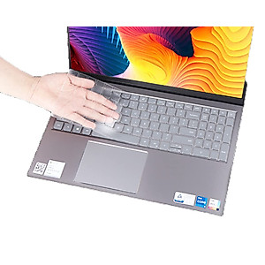 Silicone Keyboard Skin Compatible for 2021 Dell Inspiron 16 Plus 7610, Dell Inspiron 15 5510 5515 5518 3510 3511, Dell Latitude 3520 15.6 inch Laptop (Not Compatible Dell Gaming G15-5510/5515) （Black）